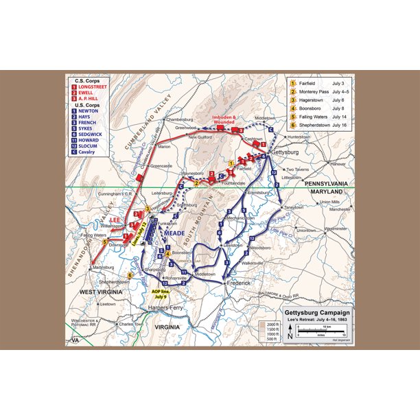24x36 gallery poster, Gettysburg Campaign (July 5 to July 14, 1863 ...