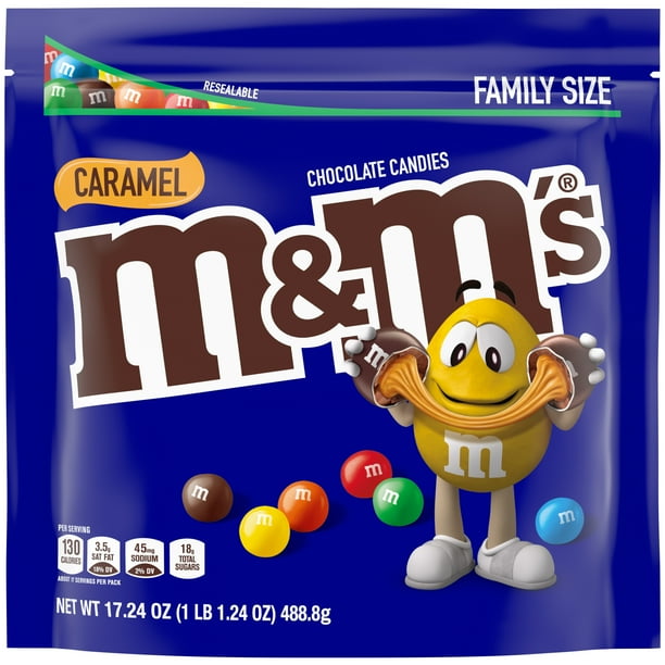 M&M's Caramel Milk Chocolate Candy, Family Size- 17.24 oz Bag - Walmart.com