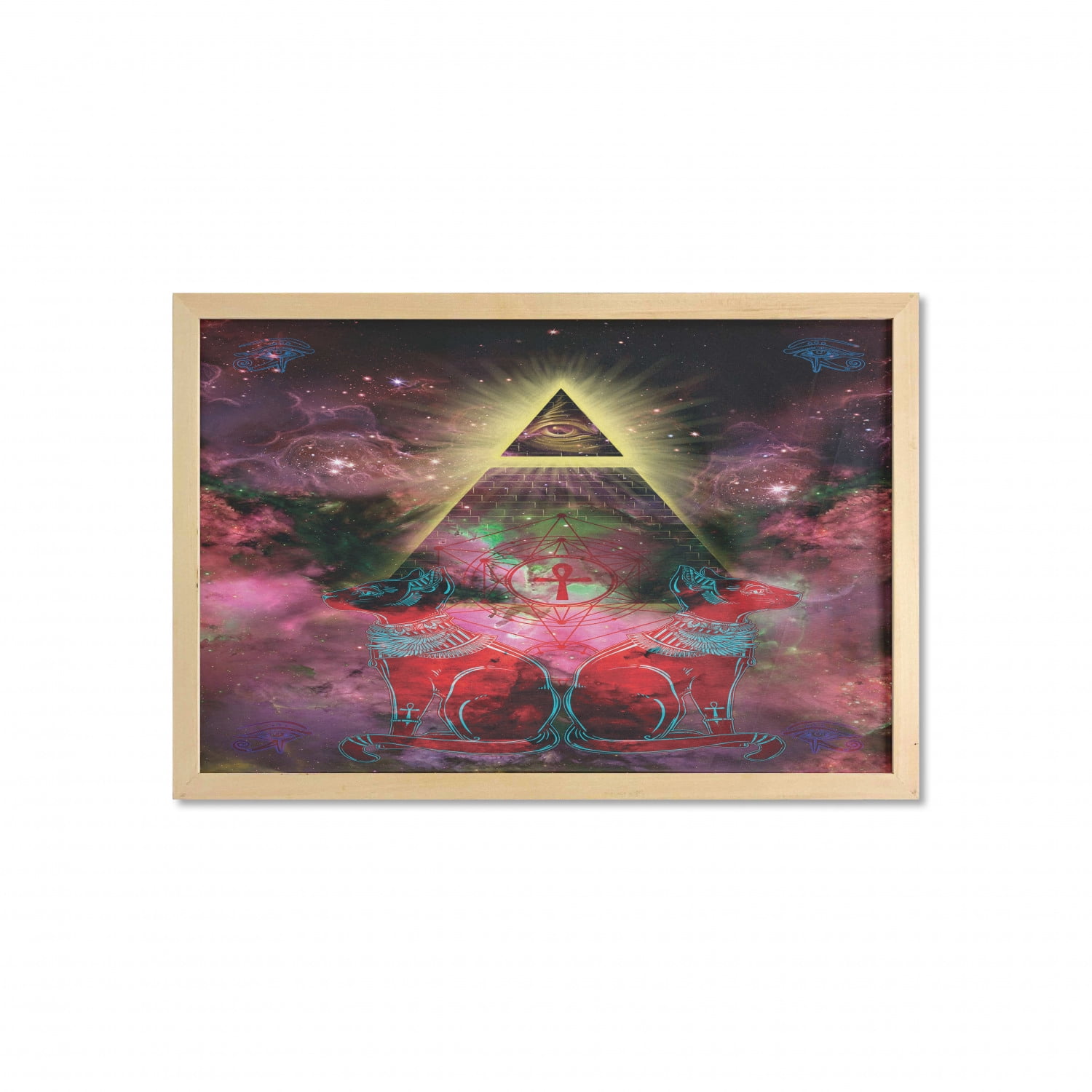 Astronomy Wall Art with Frame, Egyptian Composition Pyramids with ...