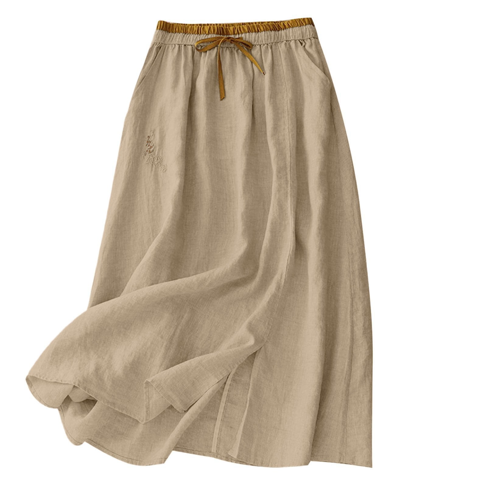 Click here for Yxmi Womens Linen Skirt  Elastic Waist Midi Skirt... prices