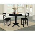 International Concepts 3 Piece Black Solid Wood Counter Height Dining