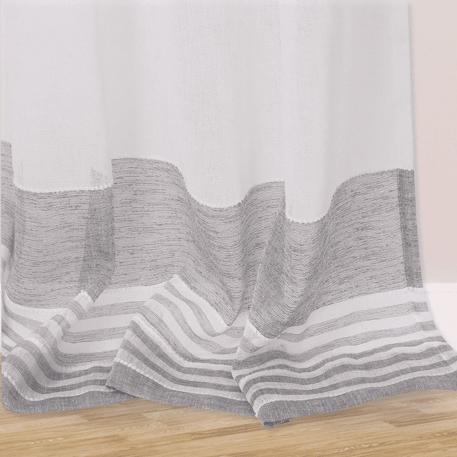 Coolmee Sheer Curtains for Living Room 95 inches Long Panels Stripe ...