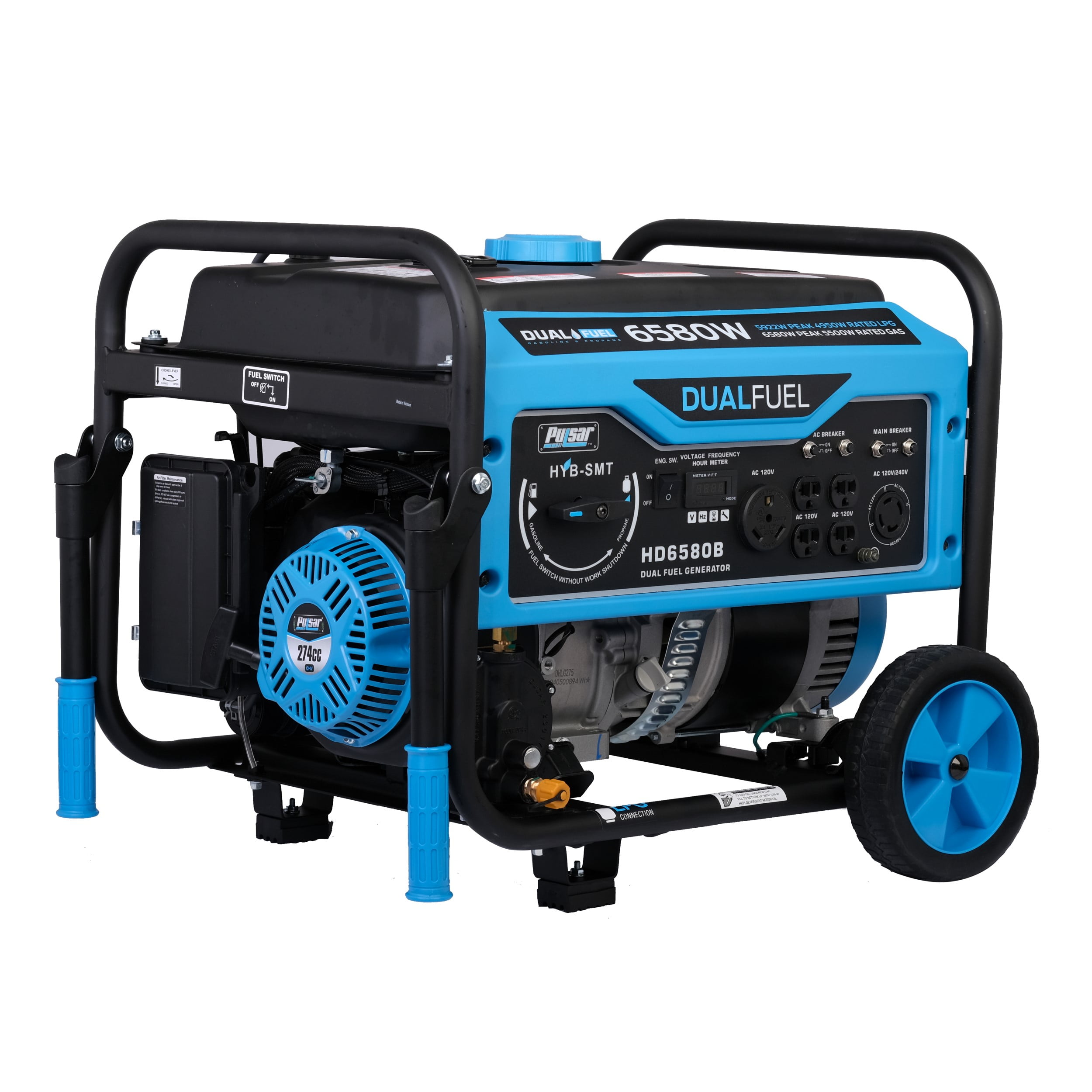 Pulsar 6580-Watt Dual Fuel Portable Generator HD6580B - CARB Compliant ...