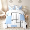 Manfei Geometric Blue Black Square King Bedding,Contemporary Simple Art ...