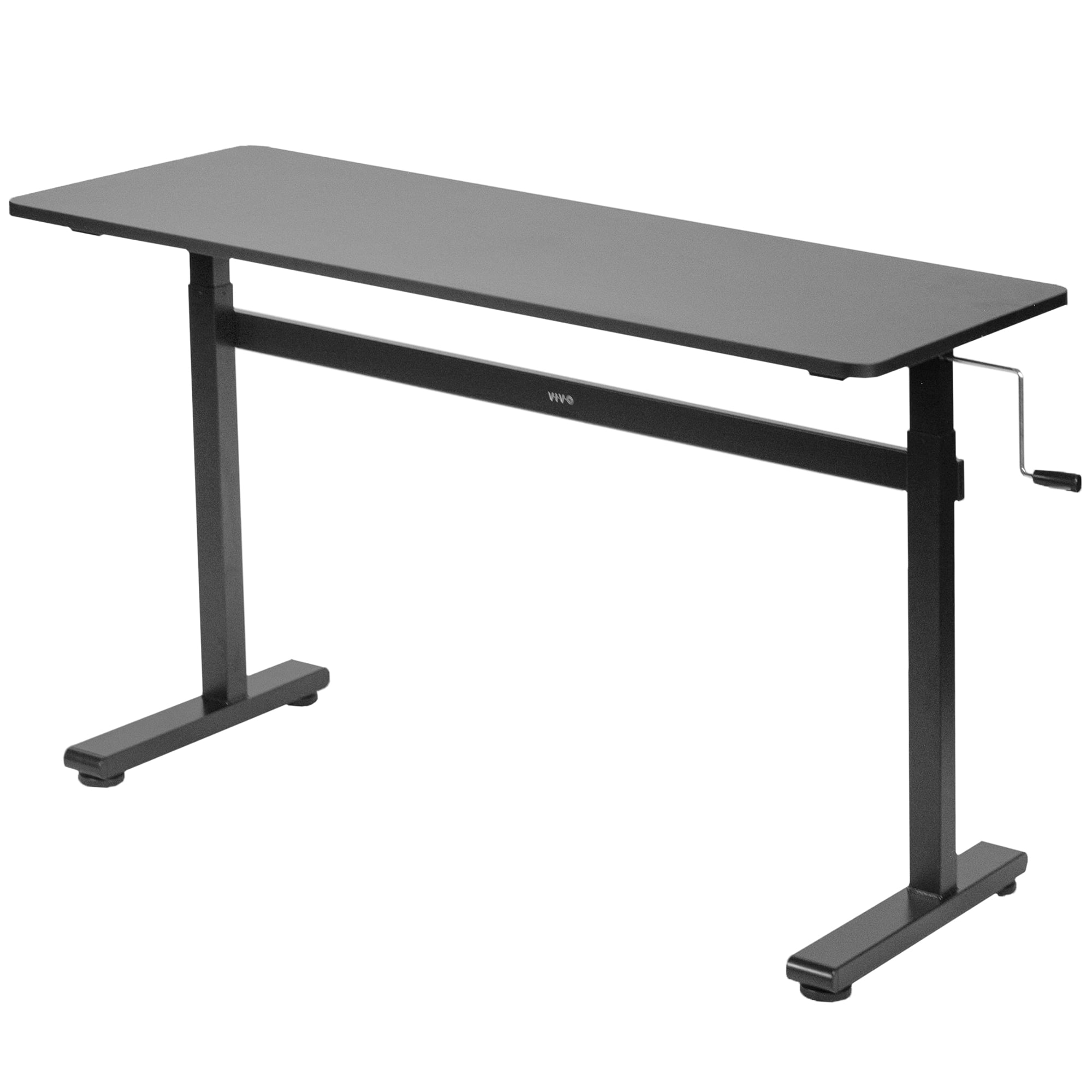 VIVO Black Manual Height Adjustable Sit Stand Desk With 55 Tabletop