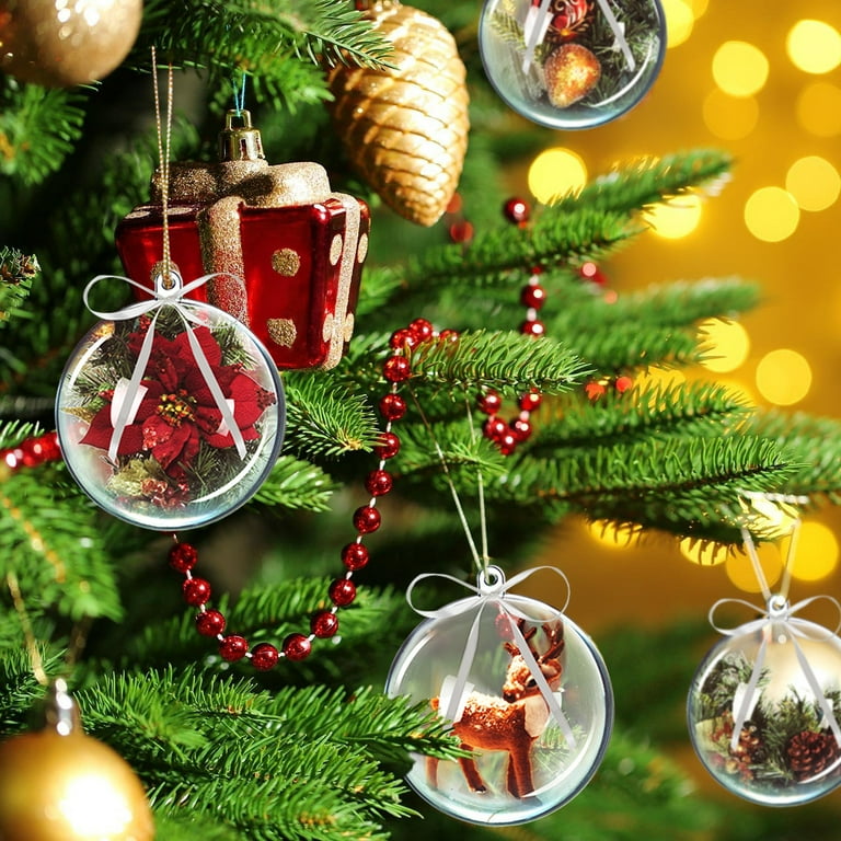 Walmart 24 Pack Craft Balls with Glitter for DIY Holiday Filling Clear Plastic Christmas Tree Ornaments Walmart