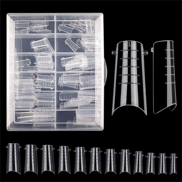 KUIZAP 120pcs/pack Fake Nails Poly Extension Gel Dual Nail Form Coffin Nails Clear Ballerina ...