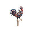 12 Inch Double-sided Patriotic Metal Rooster Yard Decor with Stakes, 2D ...