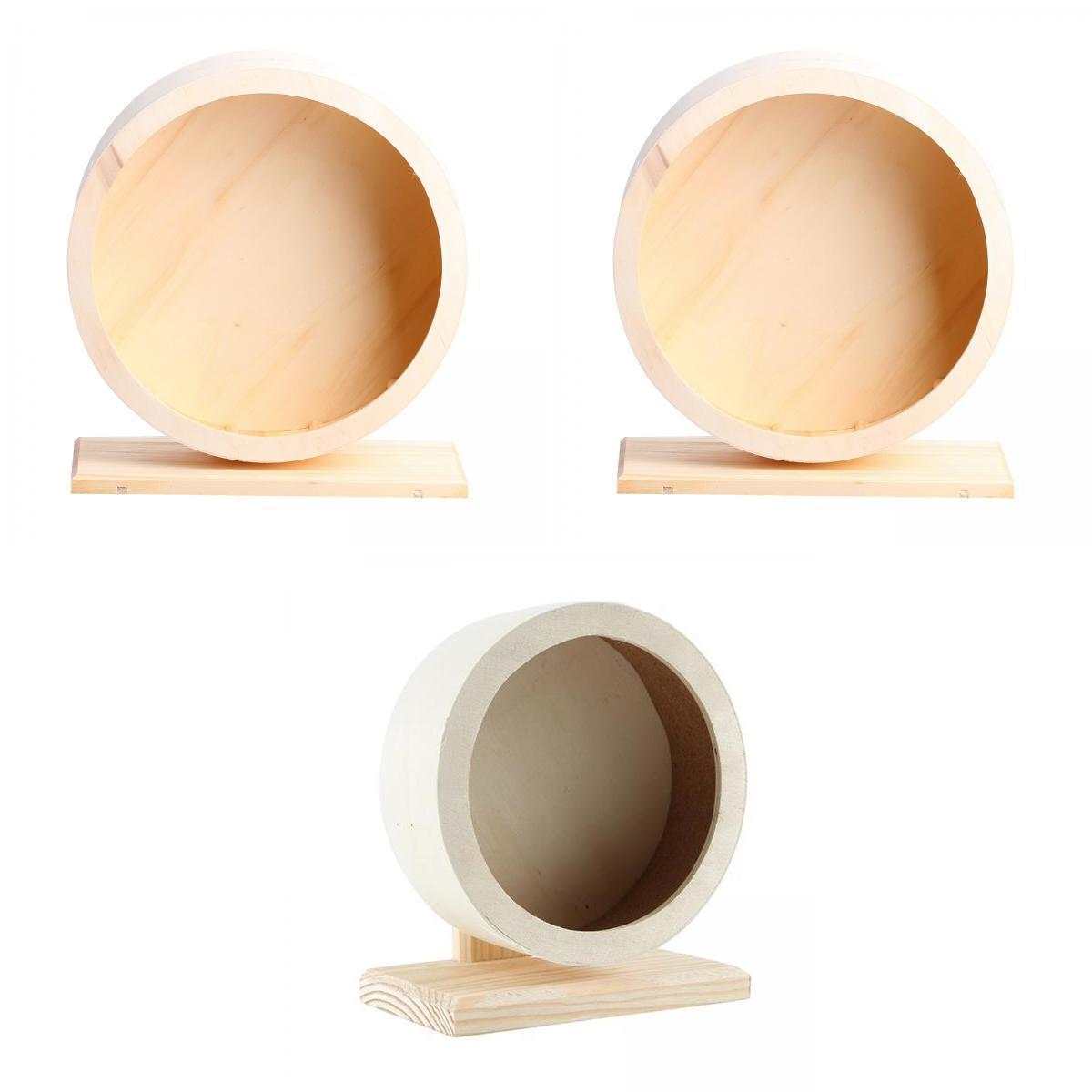 3 Pet Wooden Smooth Running Exercise Wheels with Stand Mice Hamsters ...