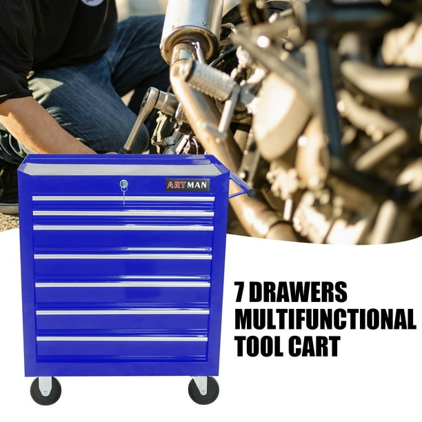 7-Drawers Rolling Tool Cart, Lockable Home Repair Tool Storage Organizer, Tool Box on Wheels ...