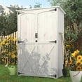 YODOLLA Outdoor Wooden Storage Shed w/ Waterproof Roof, Patio Storage ...