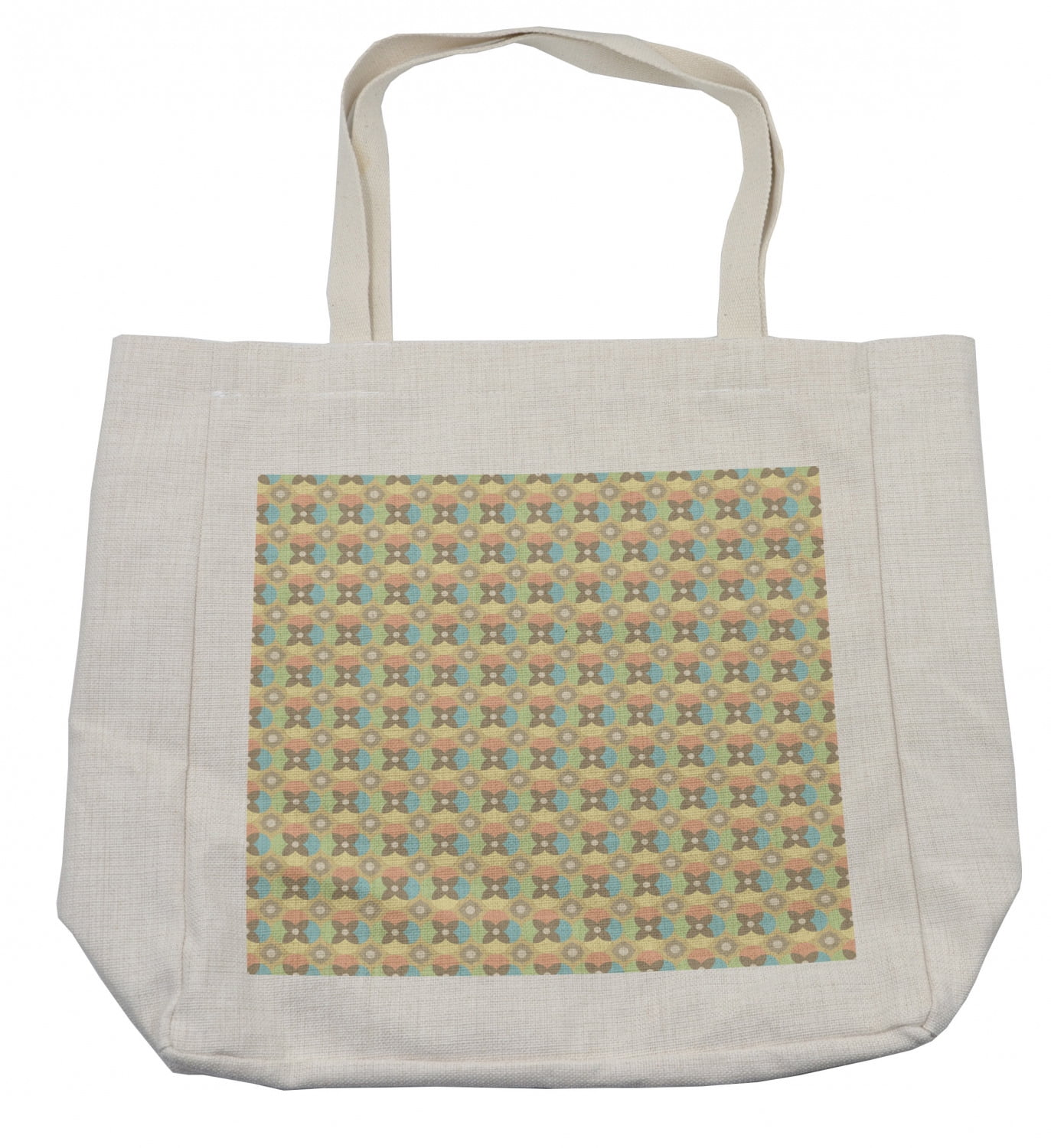 Retro Shopping Bag, Vintage Pale Toned Circular Shapes Victorian Design ...