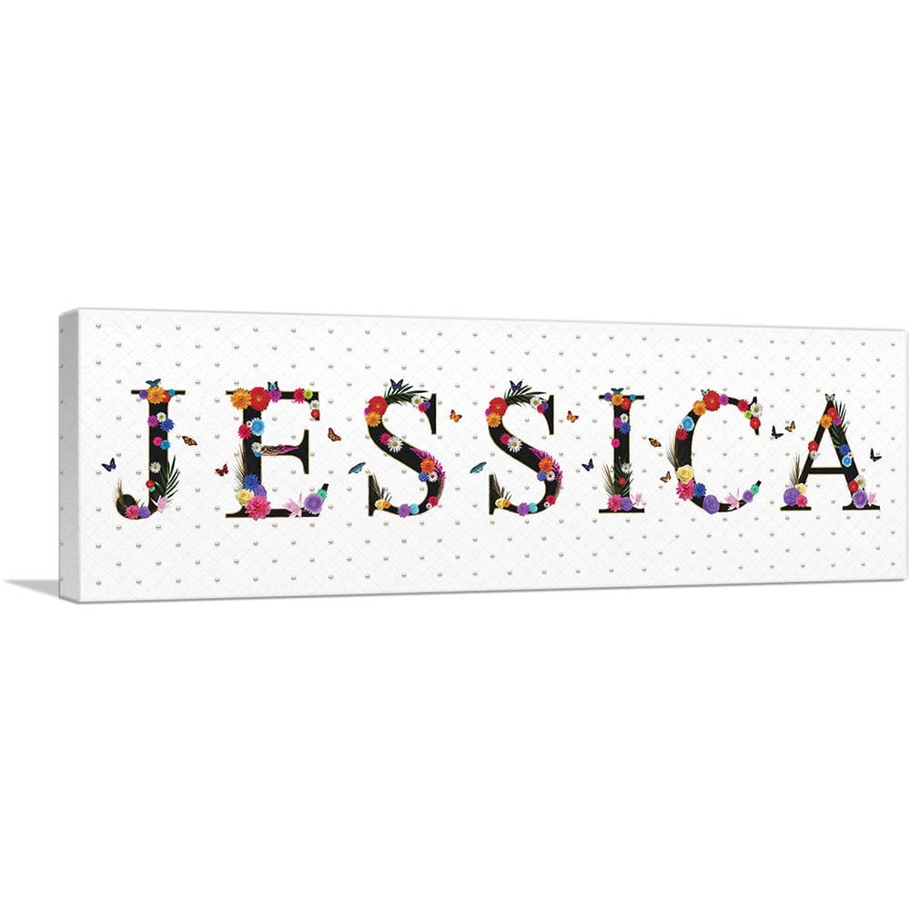ARTCANVAS JESSICA Girls Name Room Decor Canvas Art Print - Size: 60" x ...