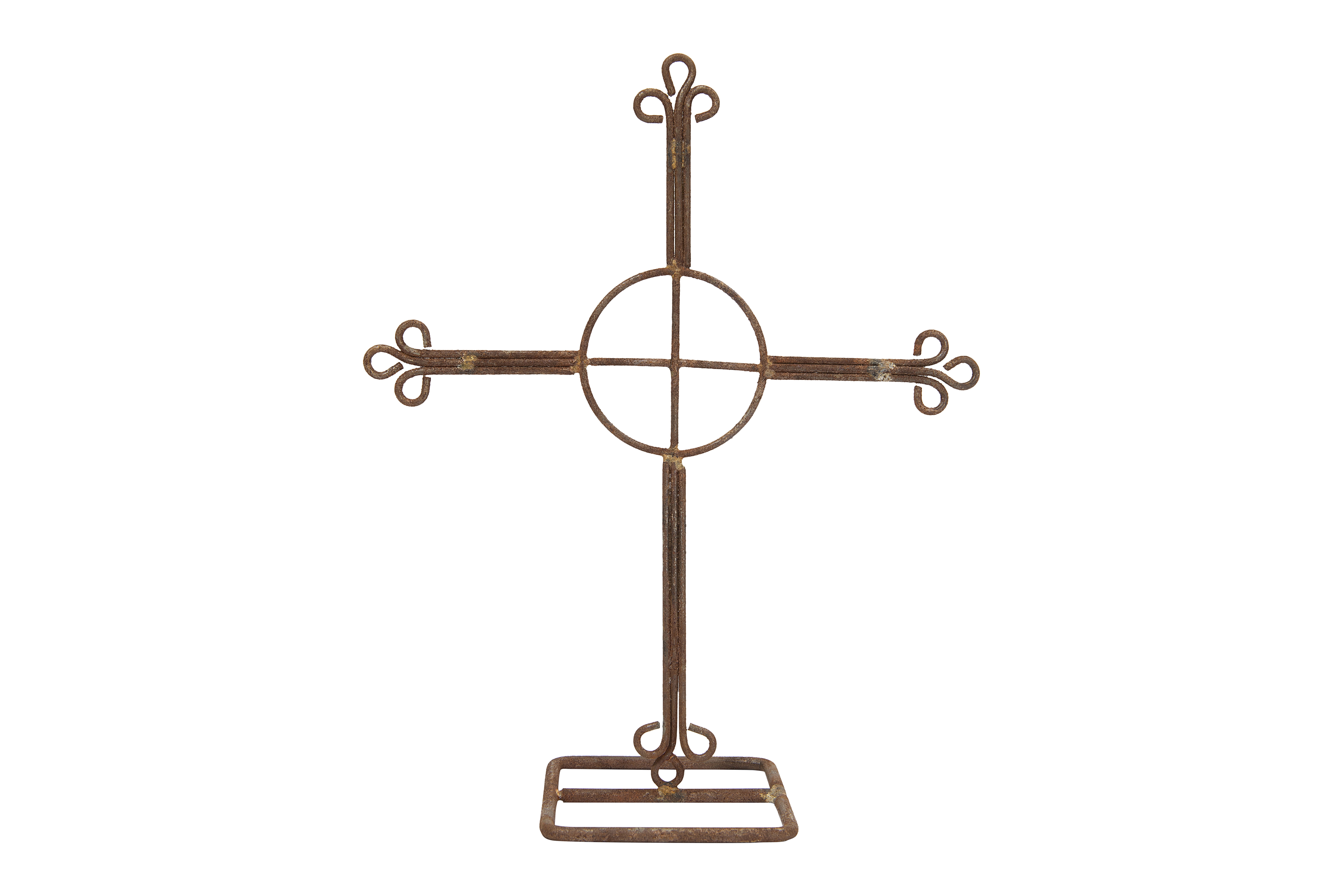 Creative Co-Op Large Distressed Metal Cross on Stand with Zinc Finish ...