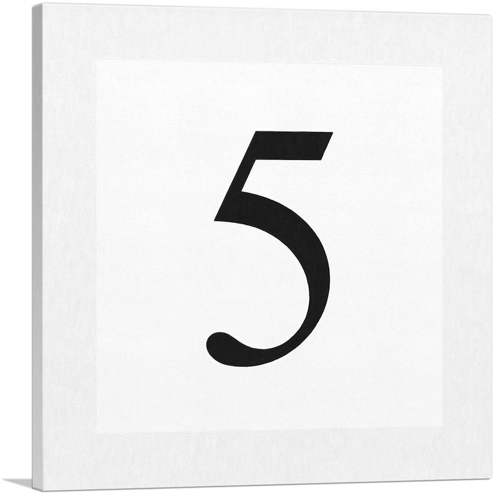 ARTCANVAS Modern Black and White Gray Serif Alphabet Number 5 Five ...