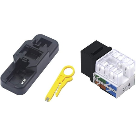 25-Pack Cat6 RJ45 90 Degree Keystone Jack Insert Bundle with Combo ...