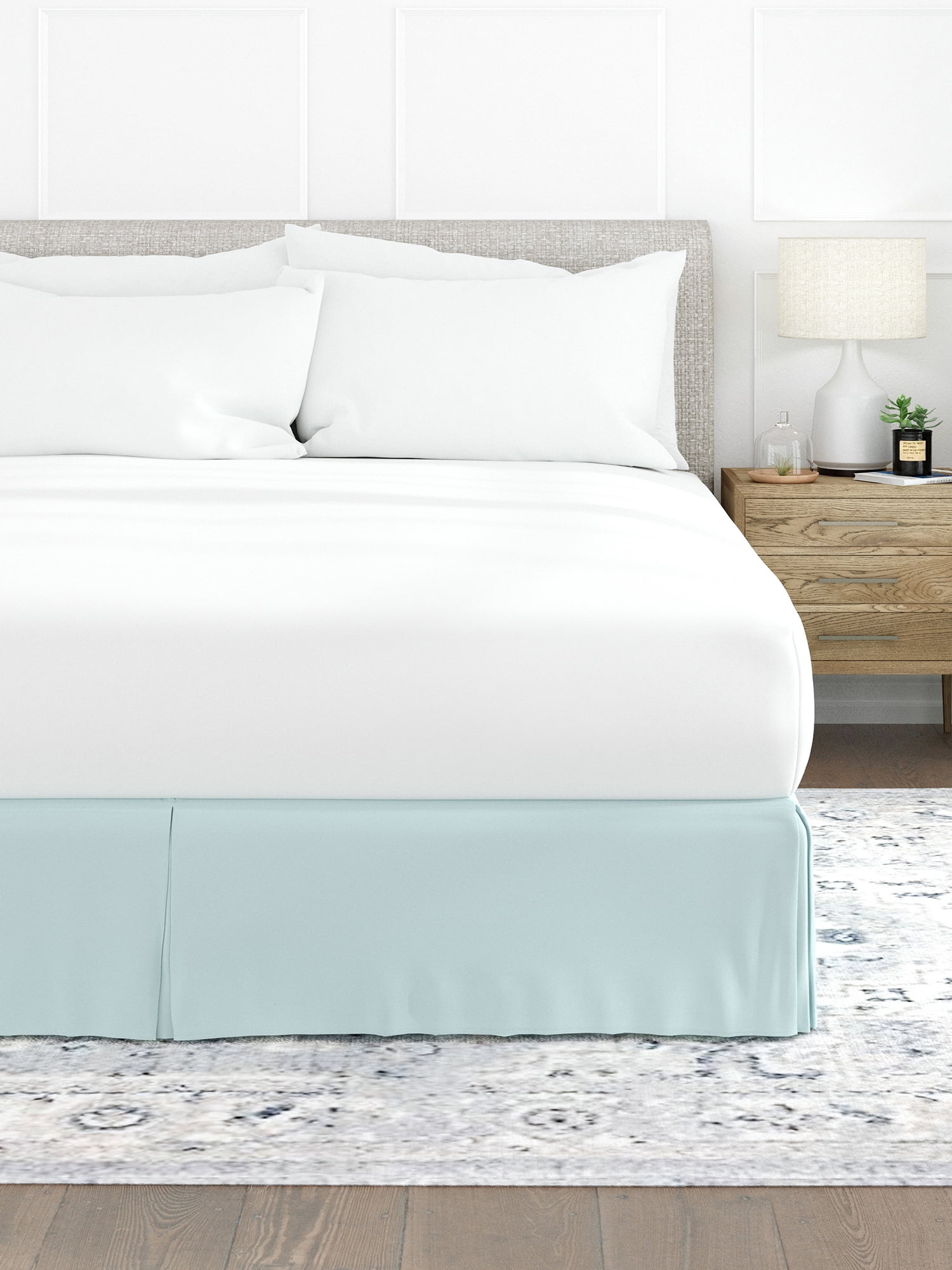 Comfort Canopy - 14 Inch Drop Pleated Aqua Dust Ruffle for Beds - Easy ...