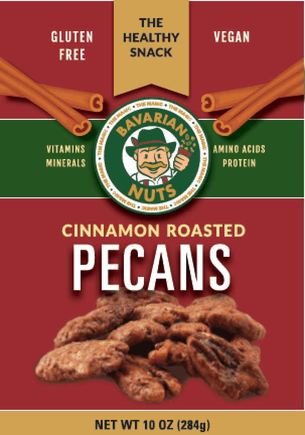 Magic Bavarian Nuts - Cinnamon Roasted PECANS, 10oz., Vegan, Gluten ...