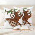 Brown Cute Monkey Outdoor Pillow Covers 24"x24" Set of 2, Waterproof ...