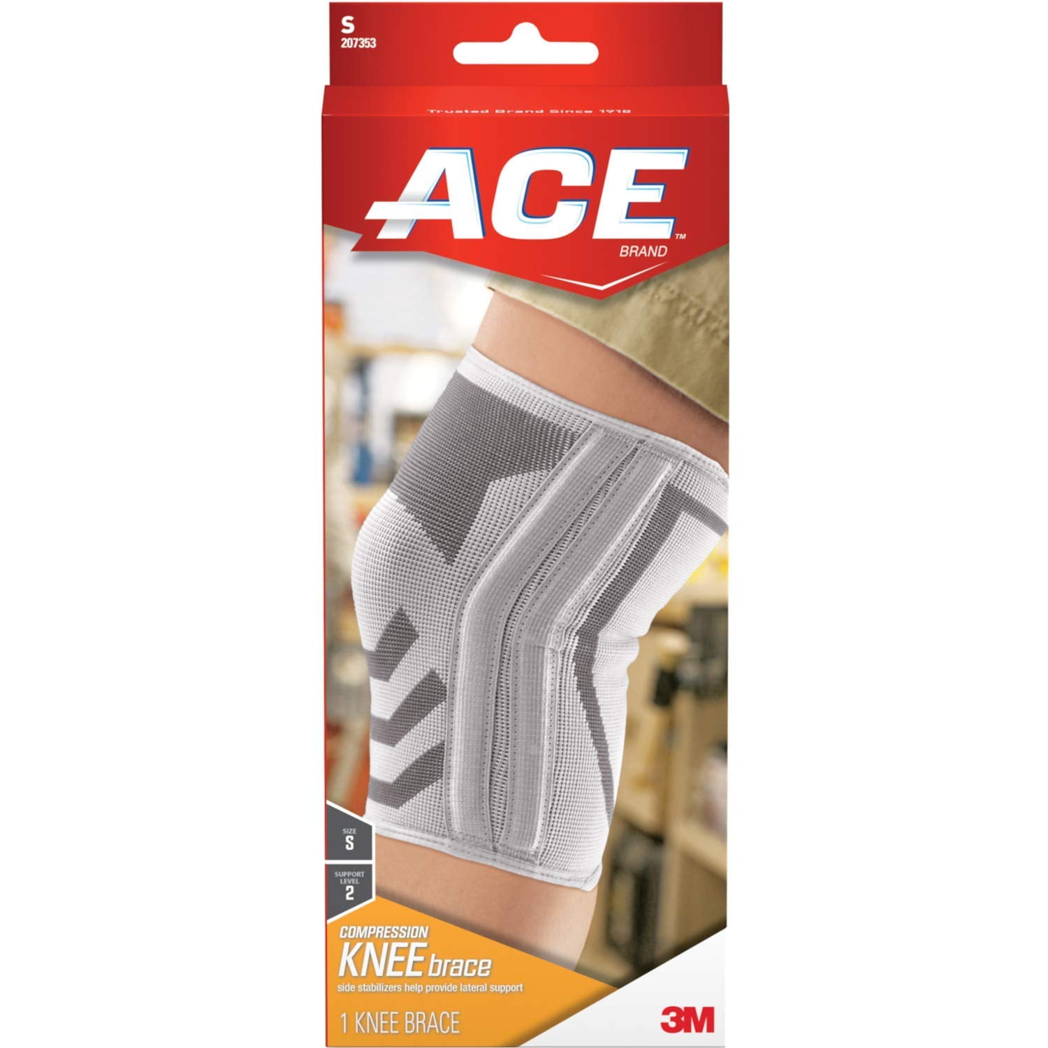 ACE Knitted Knee Compression Brace W/ Side Stabilizers Flexible Small ...