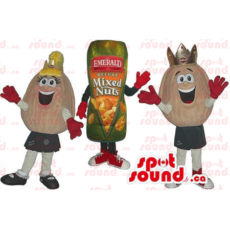 Boy And Girl Nut Couple SPOTSOUND Mascot And A Nut Bag SPOTSOUND Mascot ...