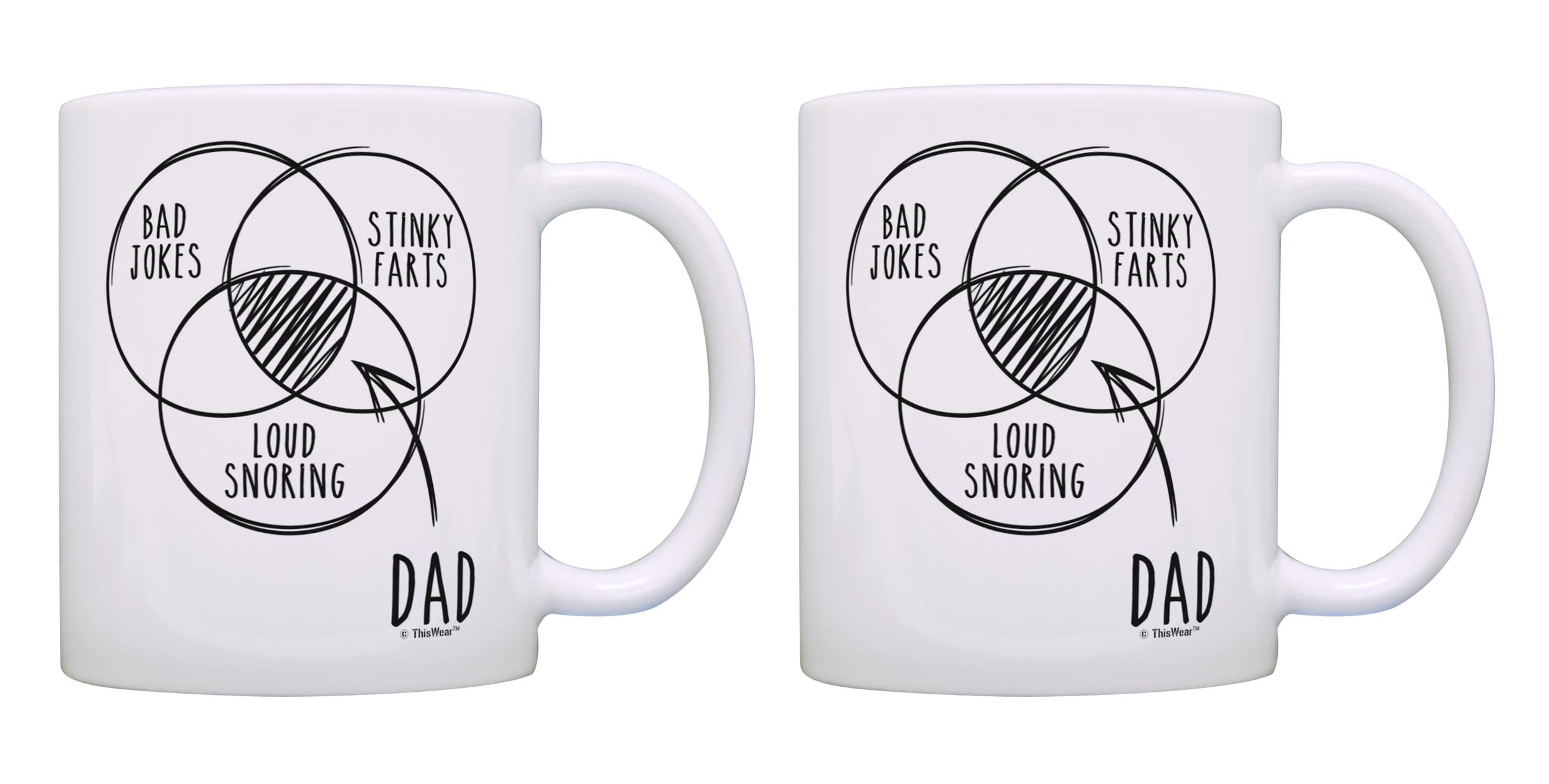 ThisWear Funny Dad Mugs Dad Chart Mug Set Humorous Venn Diagram Dad ...