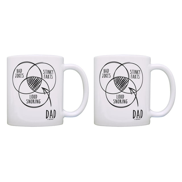 ThisWear Funny Dad Mugs Dad Chart Mug Set Humorous Venn Diagram Dad ...