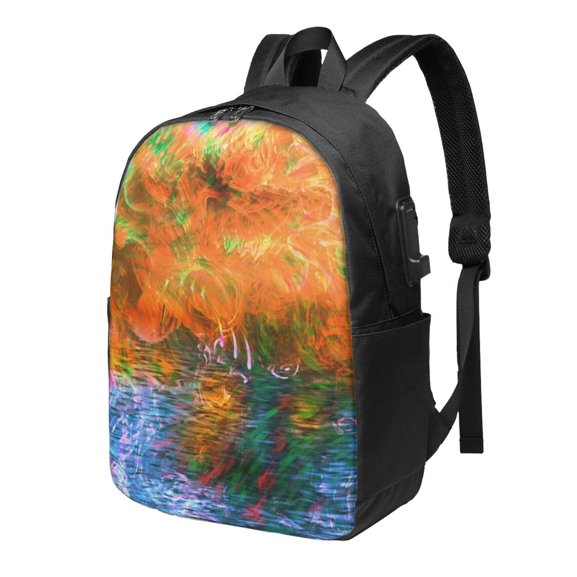 YFYANG 17" Laptop Backpack, Orange Watercolor Texture Fashion Travel ...