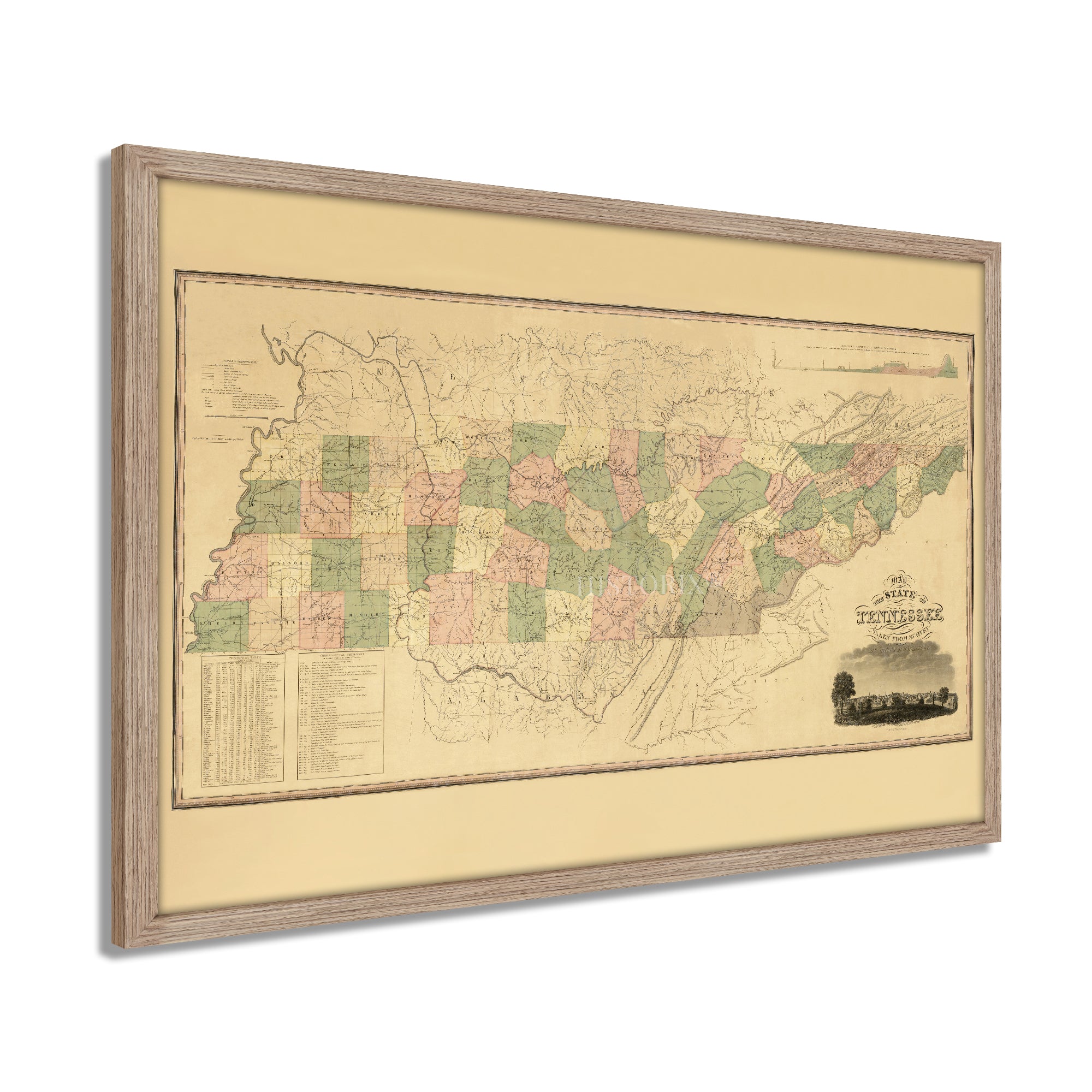 1832 Tennessee State Map - Framed Vintage Tennessee Wall Art - History ...