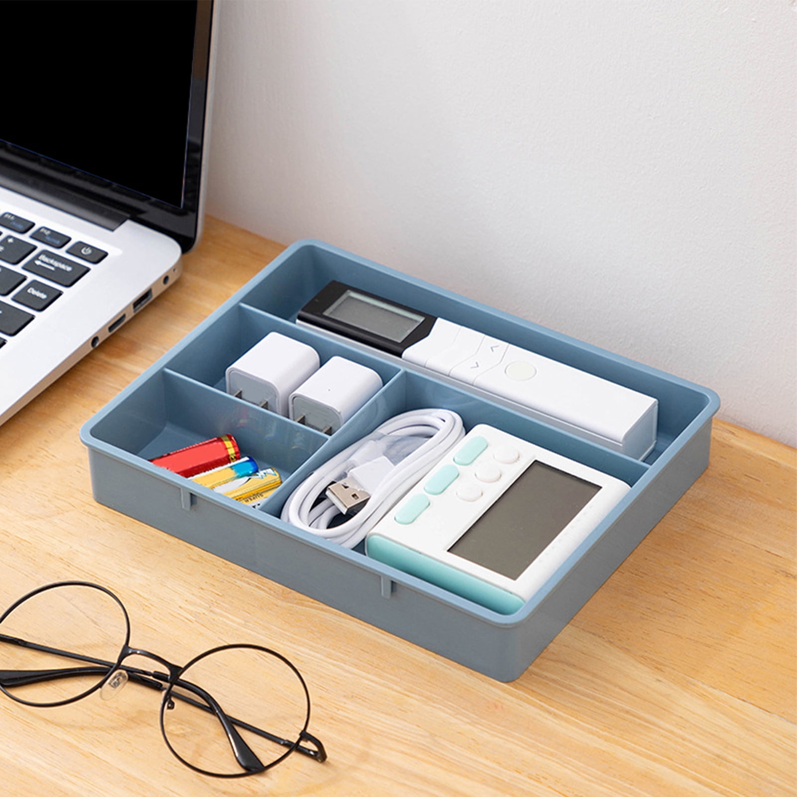 opvise 4 Grids Drawer Organizer Dirt-proof PP Home Office Drawer Tray ...