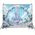 Blue Castle Backdrop White Pink Floral Arch Wedding Background White ...