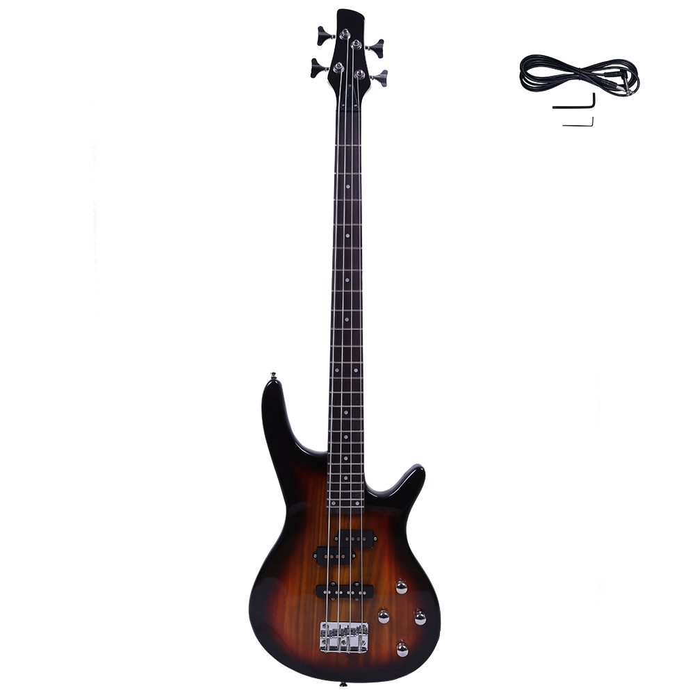 Electric IB Bass Guitar Right Handed 4 Strings Bass with Power Line and ...