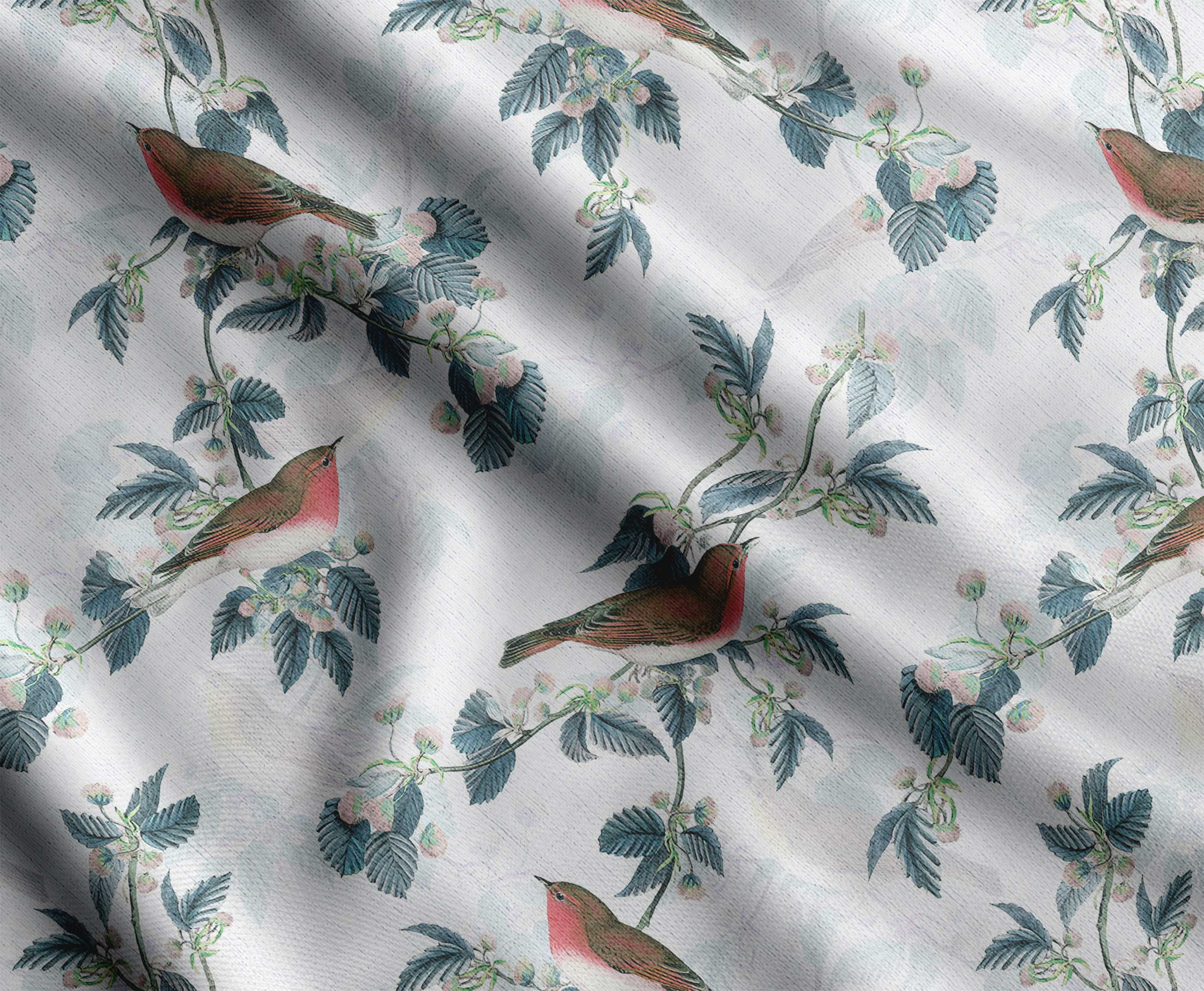 Soimoi Birds Printed, Poly Canvas Fabric, Decor Sewing Fabric by The ...