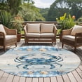 Blue Crab Coastal 5FT Round Area Rugs for Living Room Summer Starfish ...