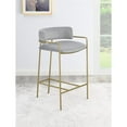 Comstock Velvet Upholstered Low Back Counter Bar Stool in Grey and Gold ...