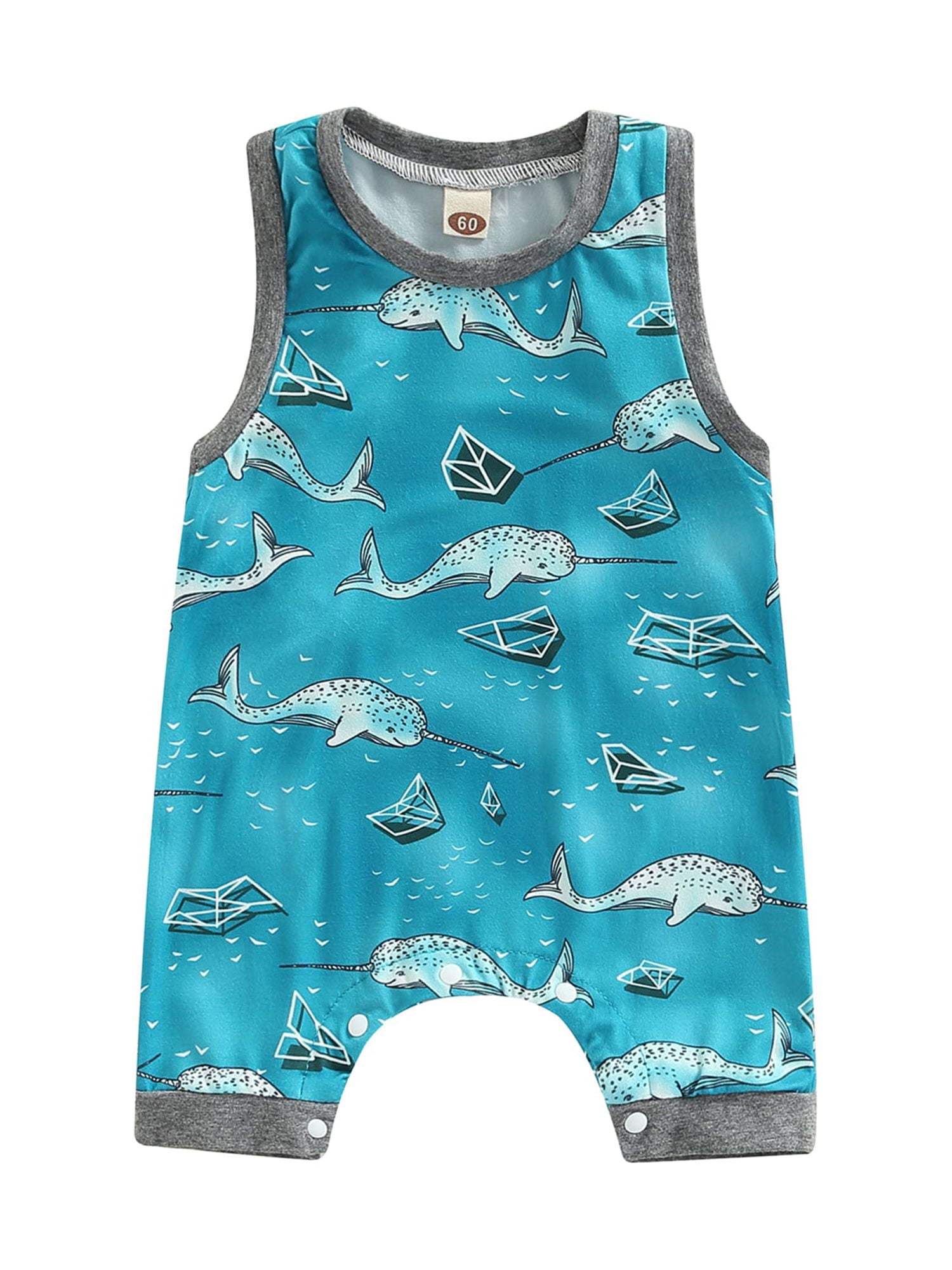 Douhoow Newborn Baby Boy Romper Marine Animals Printed Jumpsuit Sunsuit ...