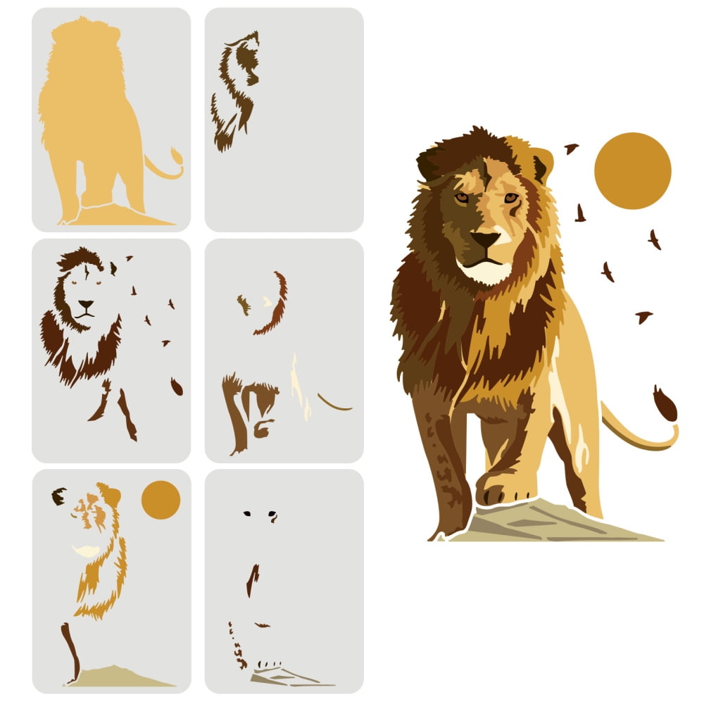 1Set Layered Lion Stencil Reusable Lion King Stencil DIY Craft Lion ...