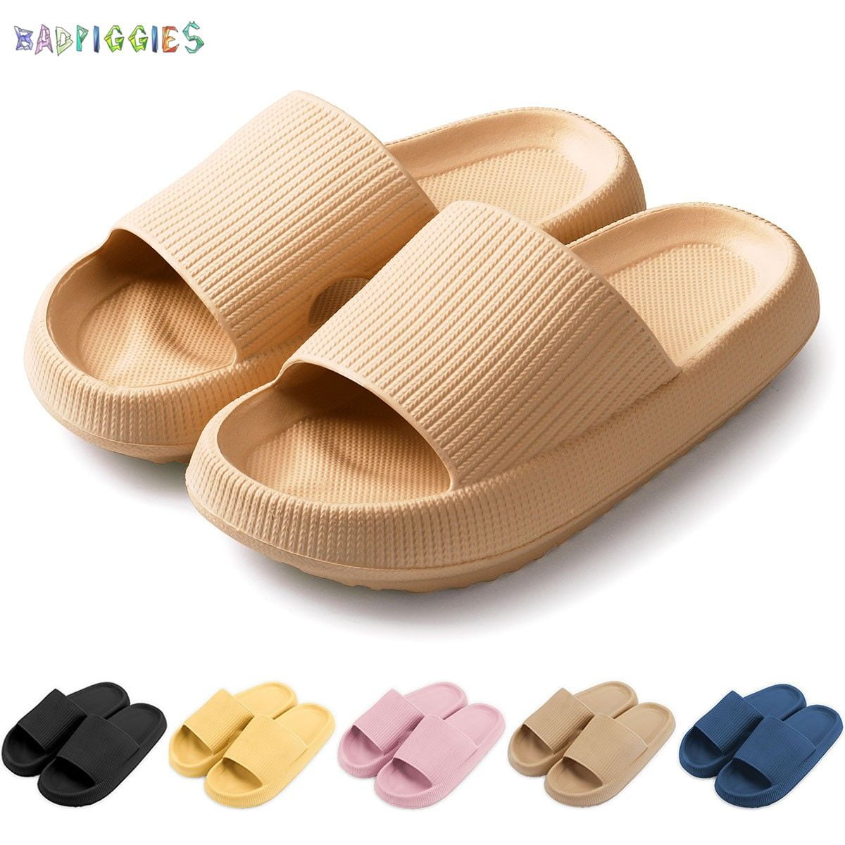 BadPiggies Anti-Slip Shower Shoes Pillow Slippers Sandals for Women Men ...