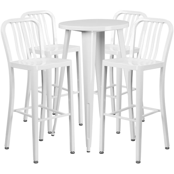 Flash Furniture Richard Commercial Grade 24 Round White Metal Indoor