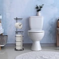 Black Freestanding Toilet Paper Holder w/Shelf, Stores 4 Rolls ...