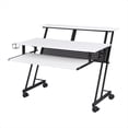 47-Inch Music Studio Desk with Sliding Keyboard Tray, White Top and Jet ...