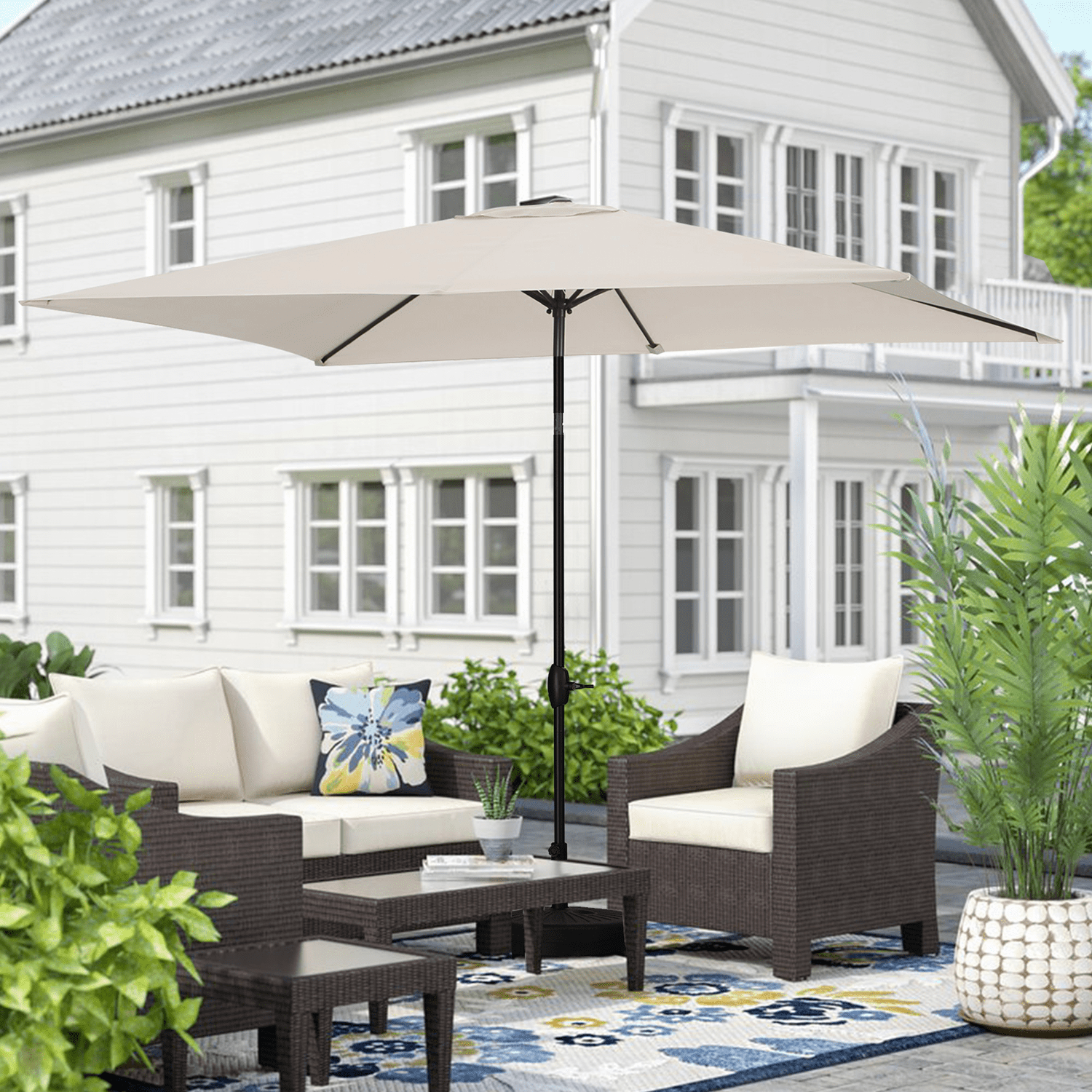 Autlaycil Rectangular Umbrella 10x6.5ft Rectangle Patio Umbrella W ...