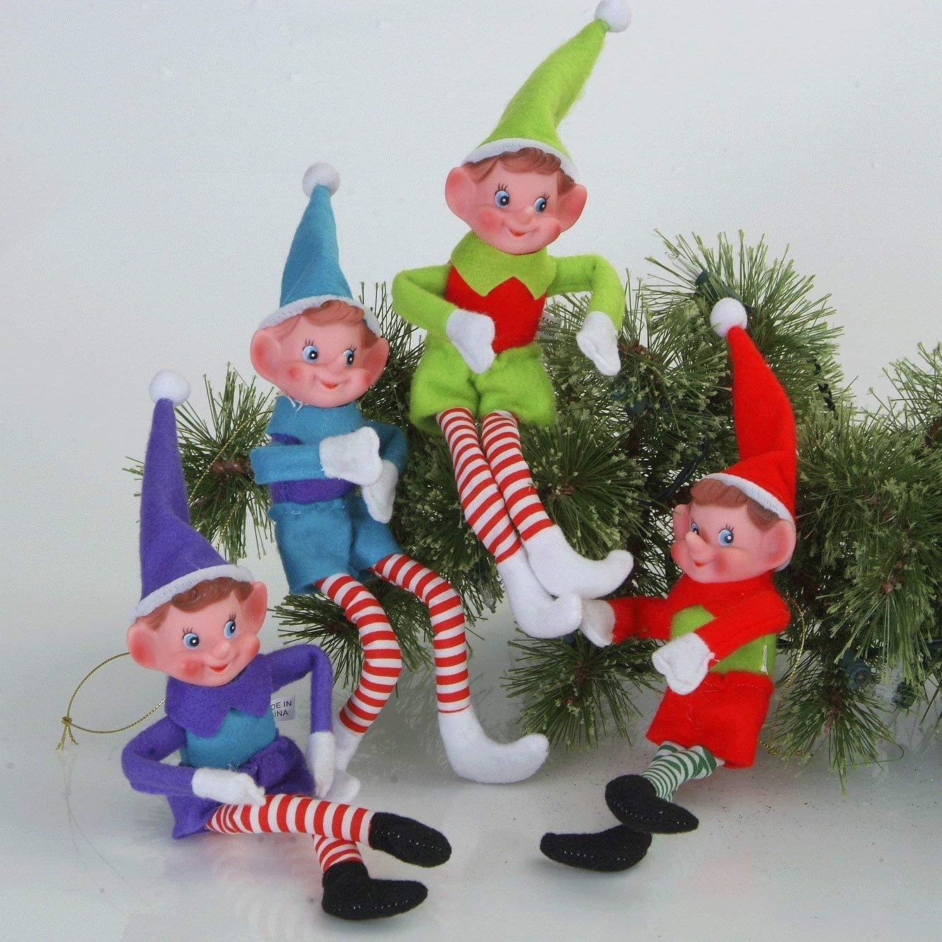 Colorful CHRISTMAS PIXIE ELVES 10" Figurines Bendable NEW Set 4 ...