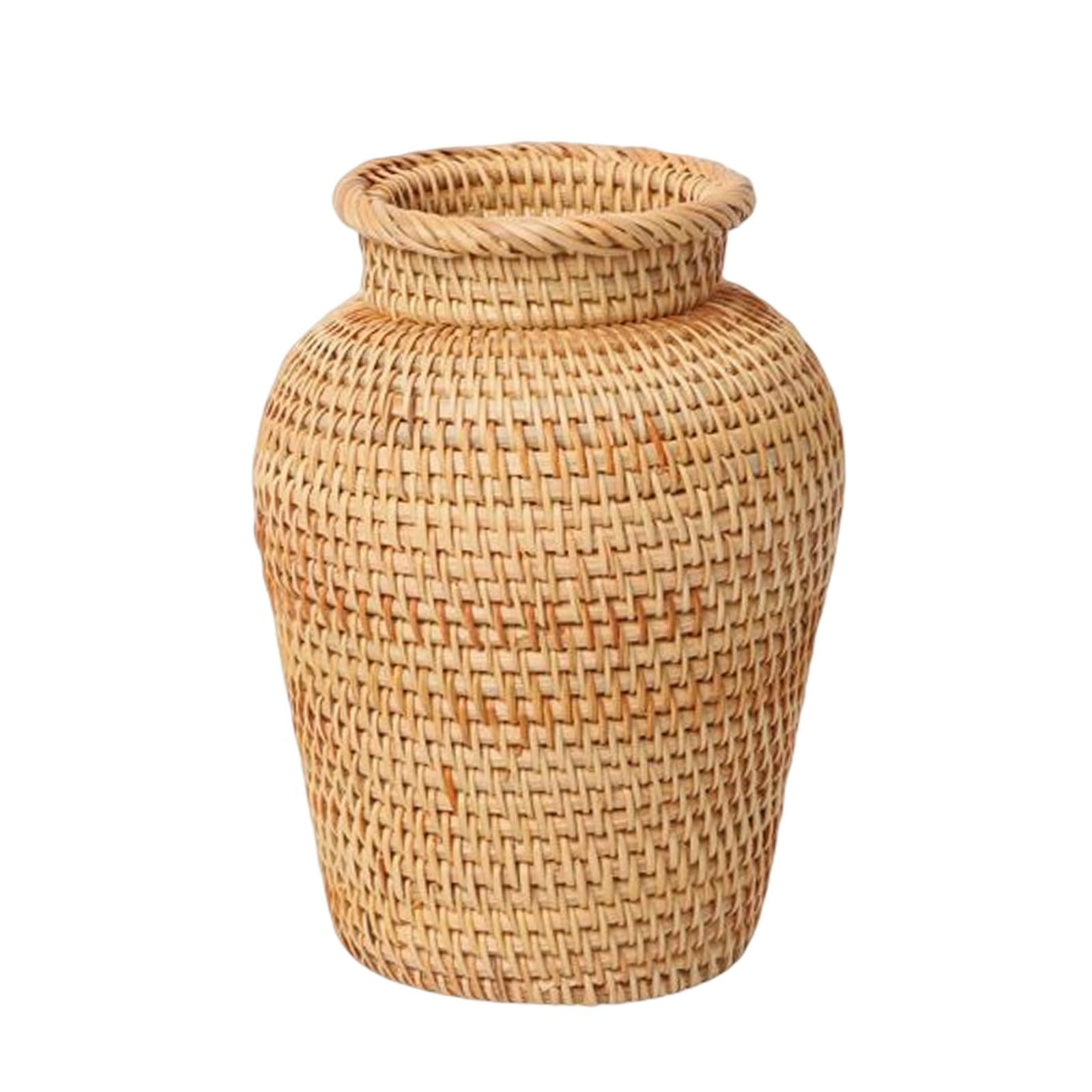Rattan Vase Wicker Vases Flower Pot Supplies Ornament Rustic transplant ...