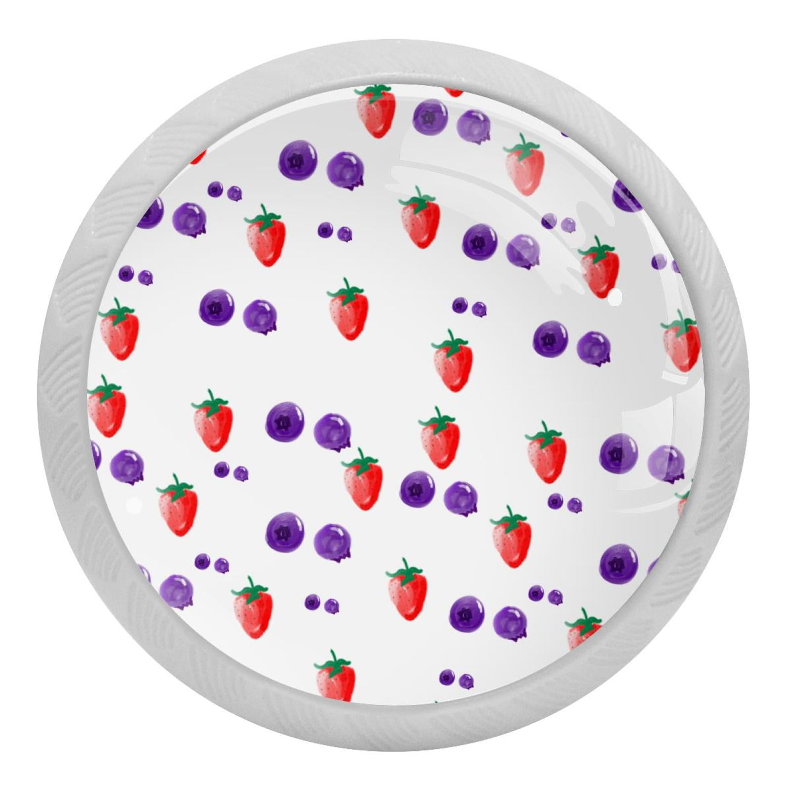 4PCS Round Blueberry Strawberr Cabinet Fluorescence Knob Glowing in the ...