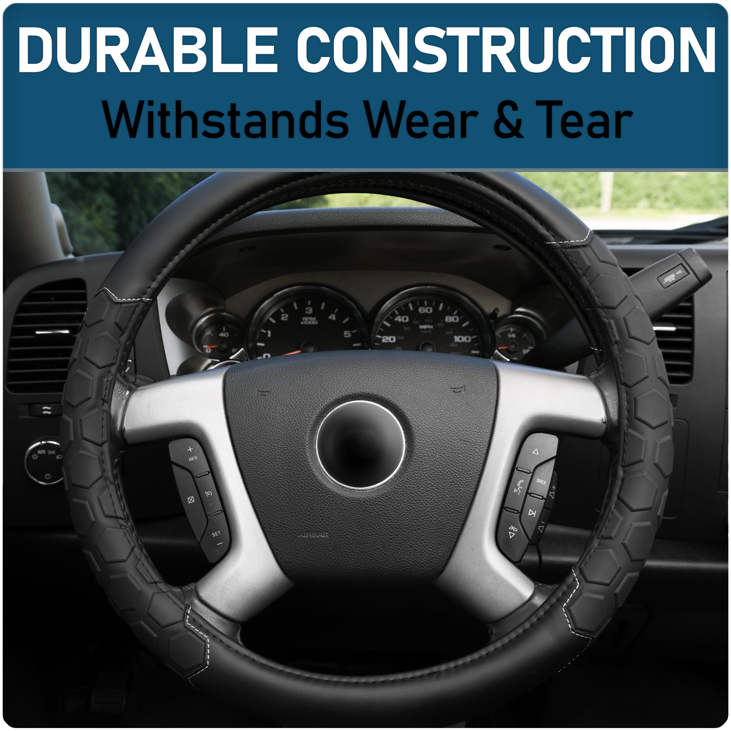Buy Truck Tuff Black Heavy-Duty Truck Steering Wheel Cover Online at ...