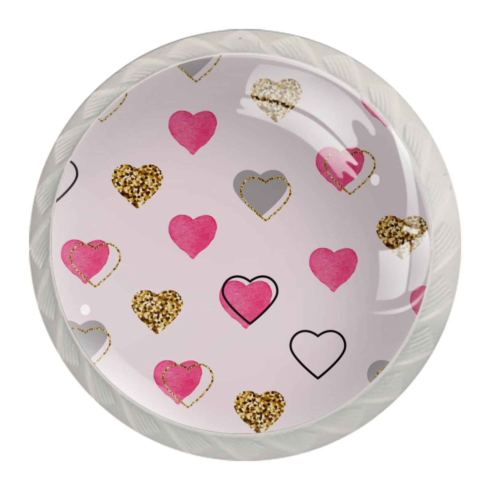 4 Pcs Golden Grey Love Heart Knobs for Kitchen Cabinet Cupboard Dresser ...