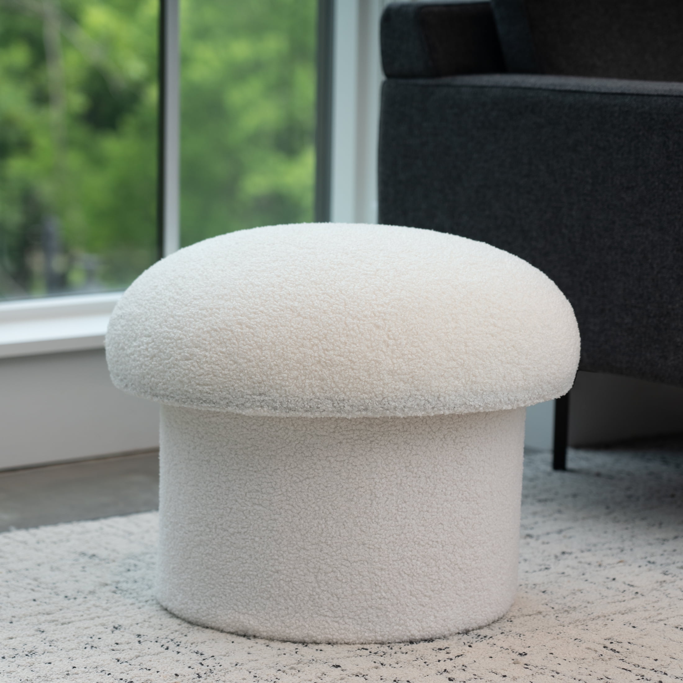 Mainstays Boucle Mushroom Upholstered Storage Ottoman, Cream - Walmart.com