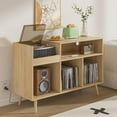 Record Player Stand with Power Outlets, Vinyl Record Storage Table ...