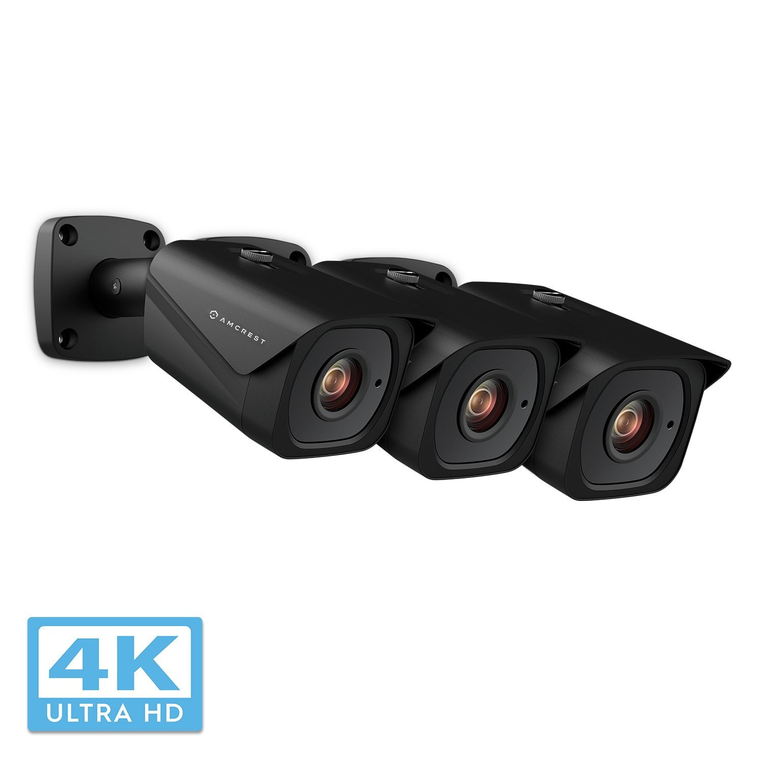 3-Pack Amcrest UltraHD 4K (8MP) Bullet POE IP Camera, 3840x2160, 131ft ...